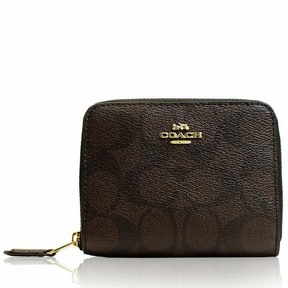 Coach | Bags | Coach Nwt Small Zip Around Wallet Signature Canvas ...